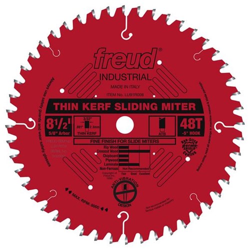 Freud Lu91r008 8 12x 48t Thin Kerf Sliding Compound Miter Saw Blade